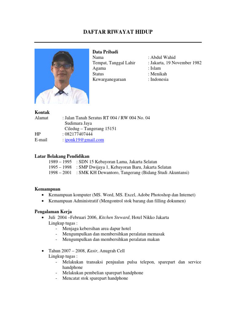 CV Abdul Wahid | PDF