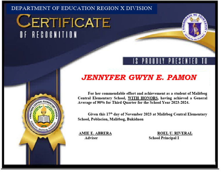 Editable DepEd Recognition Certificate | PDF