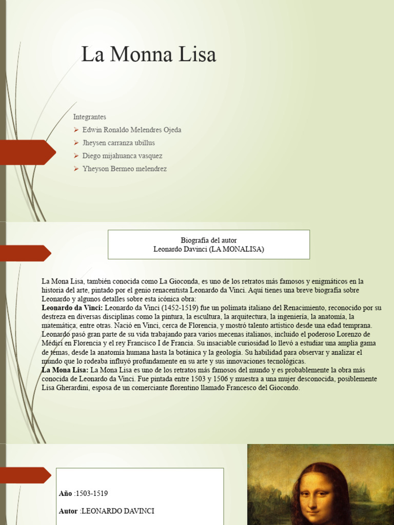 La Monna Lisa | PDF | Leonardo Da Vinci | Las artes