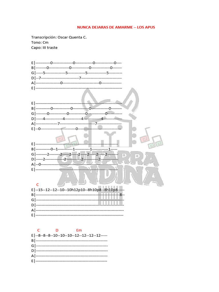 Nunca Dejaras de Amarme Los Apus Del Peru | PDF | Tecnologia e Engenharia