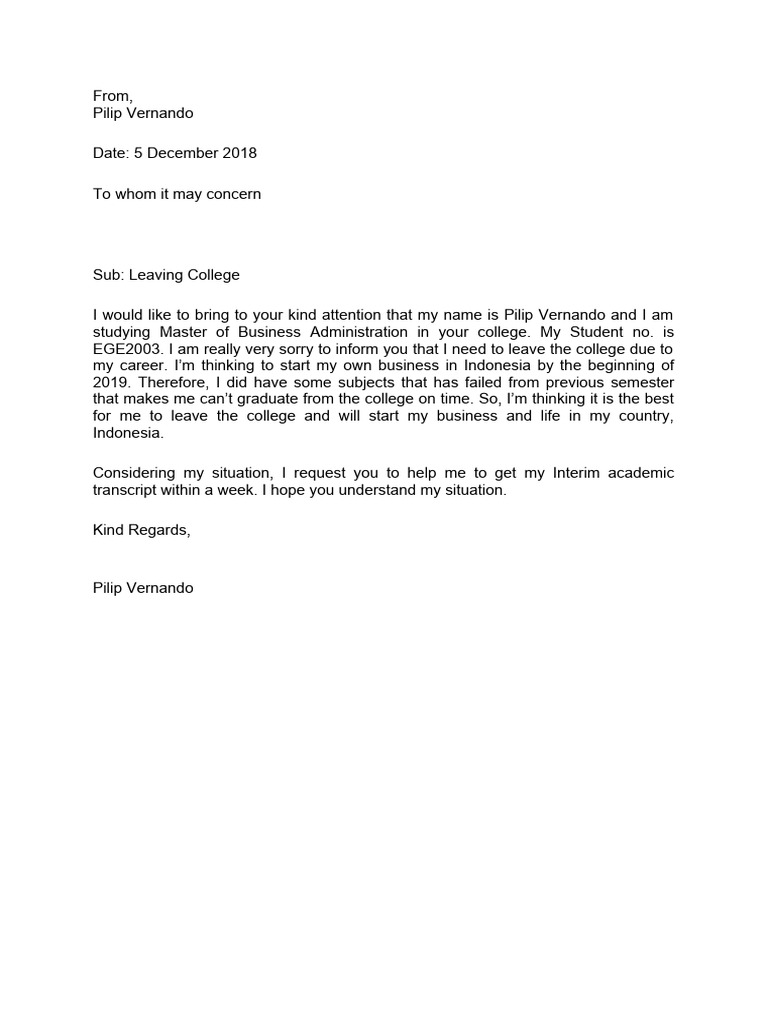 Leave LEtter | PDF