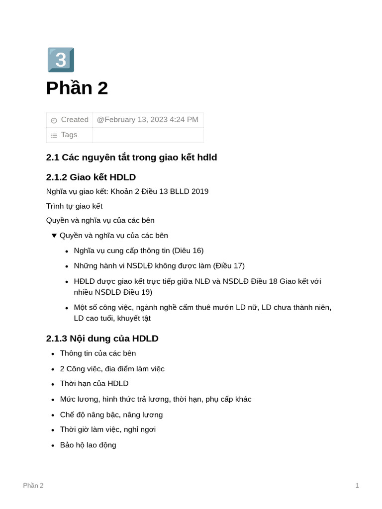 2.1 Các nguyên tắt trong giao kết hdld 2.1.2 Giao kết HDLD: Created Tags | PDF
