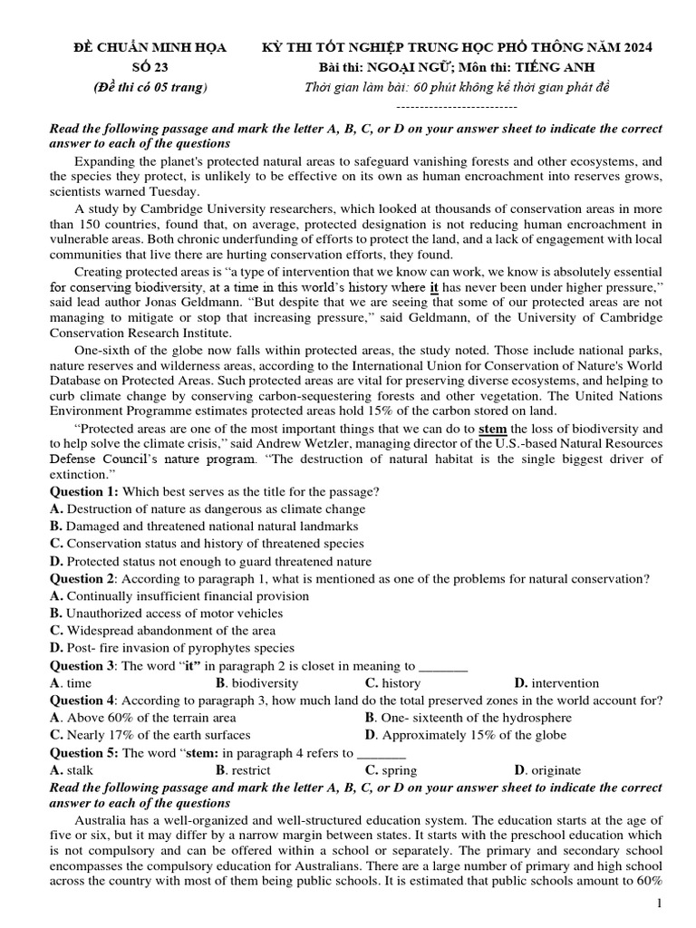 ĐỀ SỐ 23 Ko GIẢI CHI TIẾT | PDF | Vocational Education