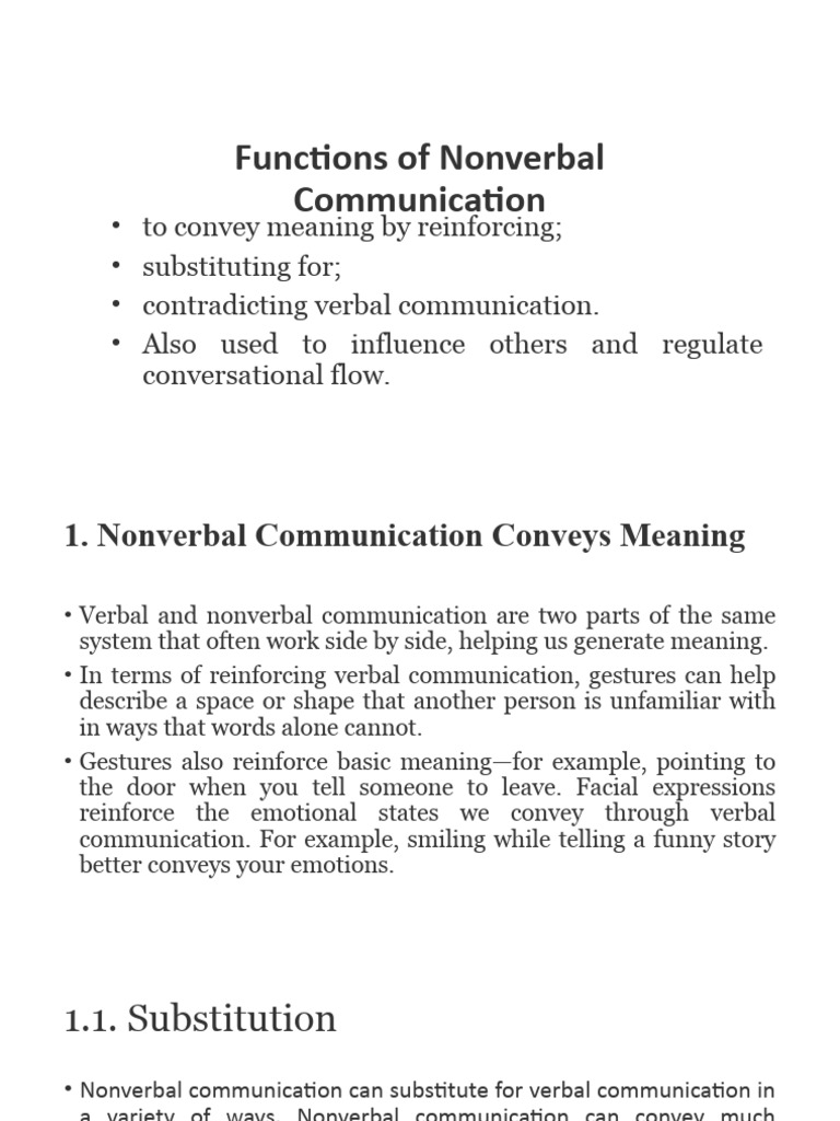 5 Functions of Non Verbal Communication DAy 5 | PDF | Nonverbal ...