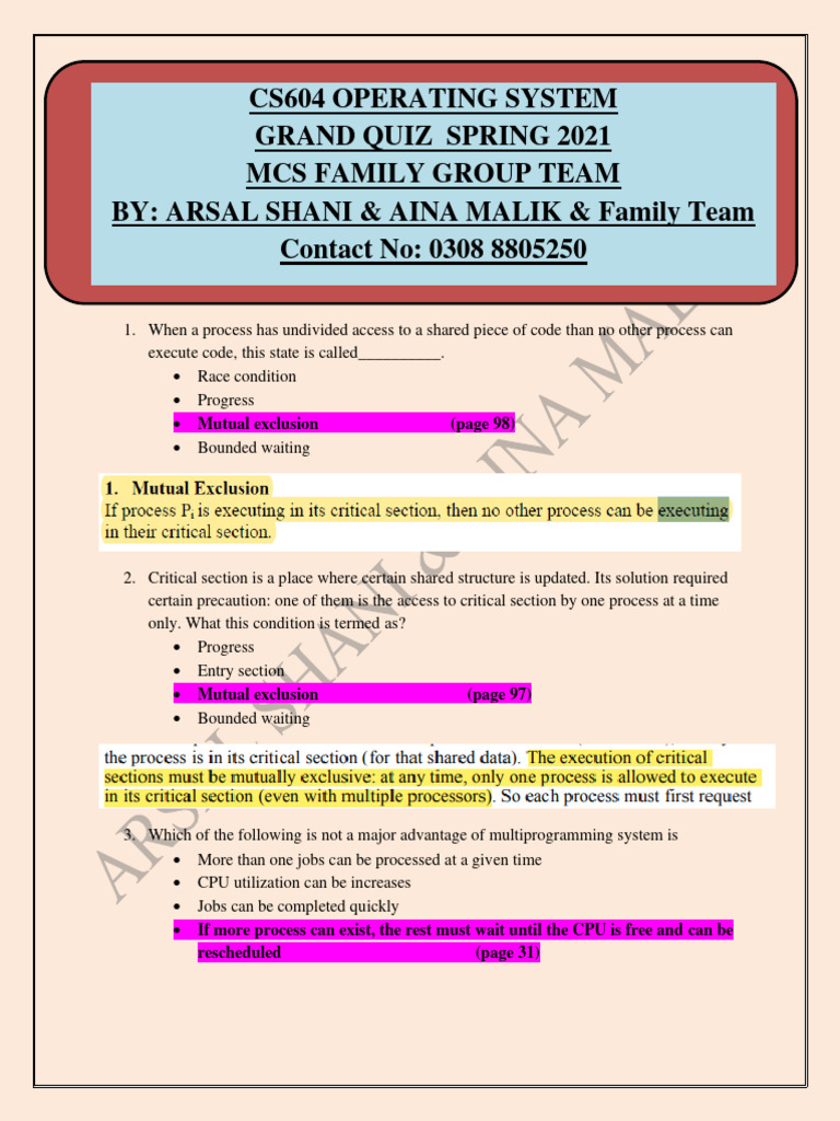 Cs604 Grand Quiz File by Arsal Shani & Aina Malik (Mcs Family Group ... Cs604 Grand Quiz File by Arsal Shani & Aina Malik (Mcs Family Group ...