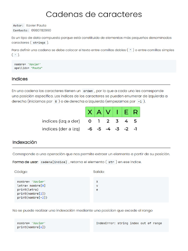 Cadenas de Caracteres | PDF