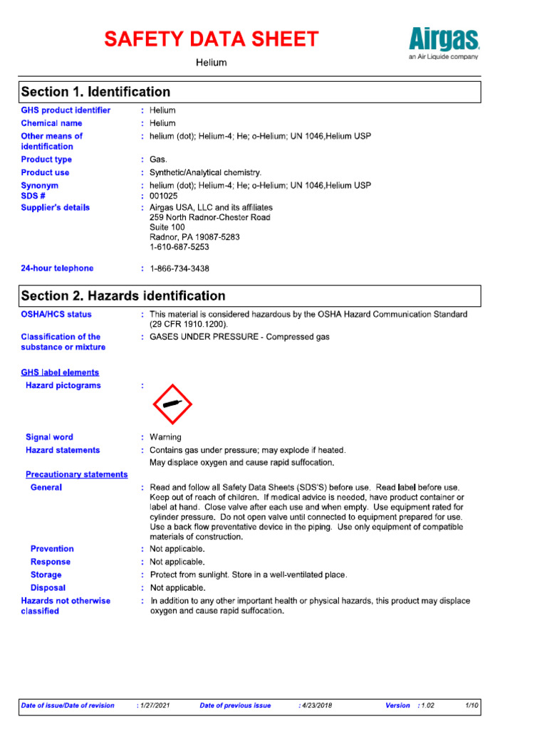 Helium Gas | PDF