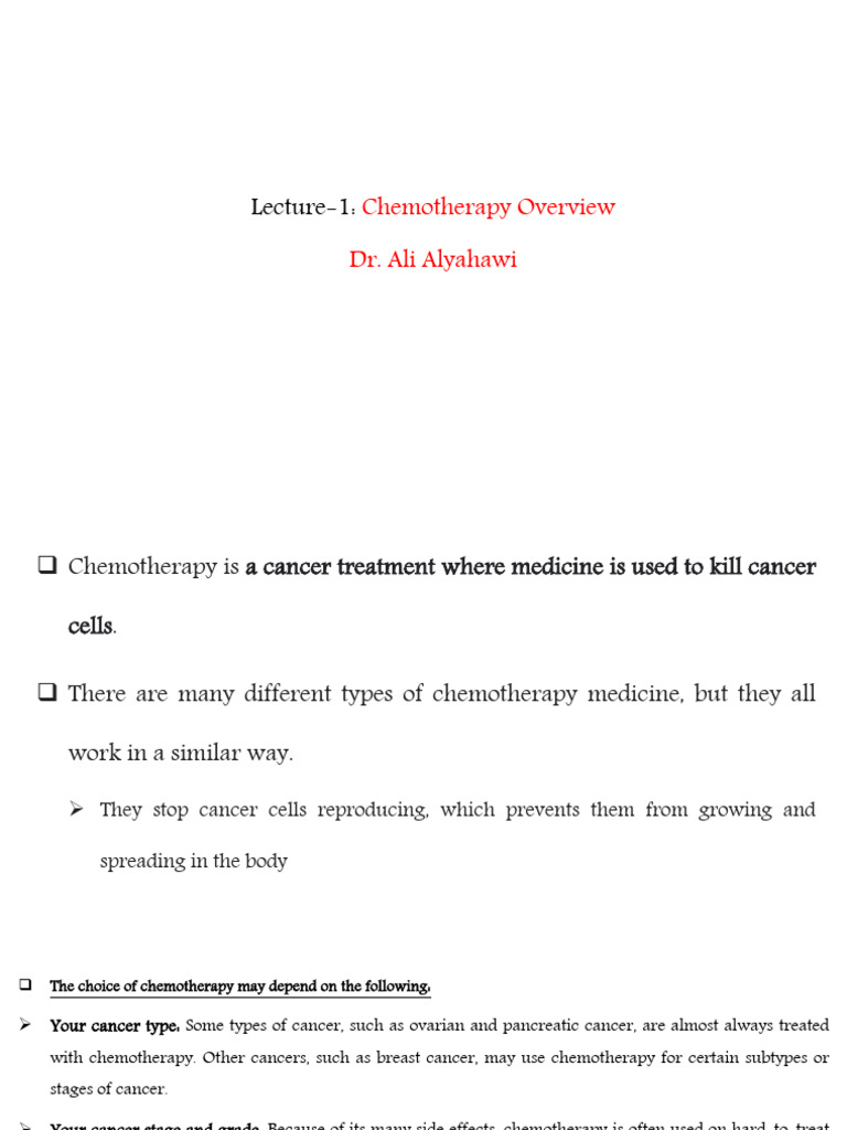 Chemotherapy Overview | PDF | Chemotherapy | Cancer