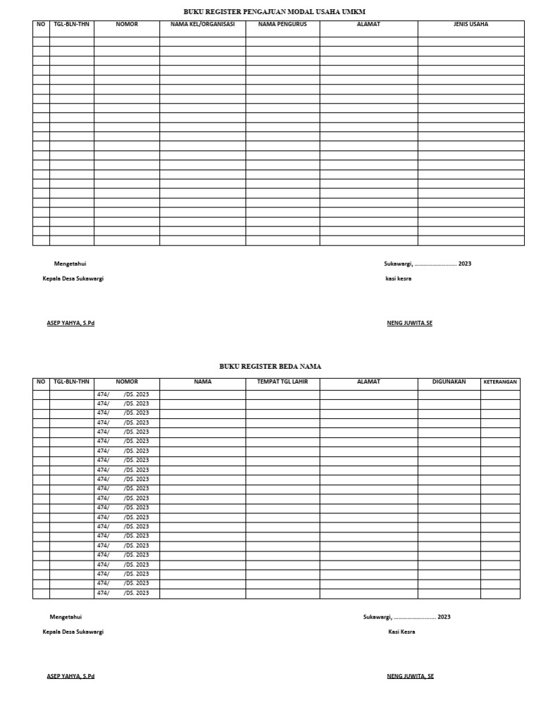 Buku Register Baru Pdf