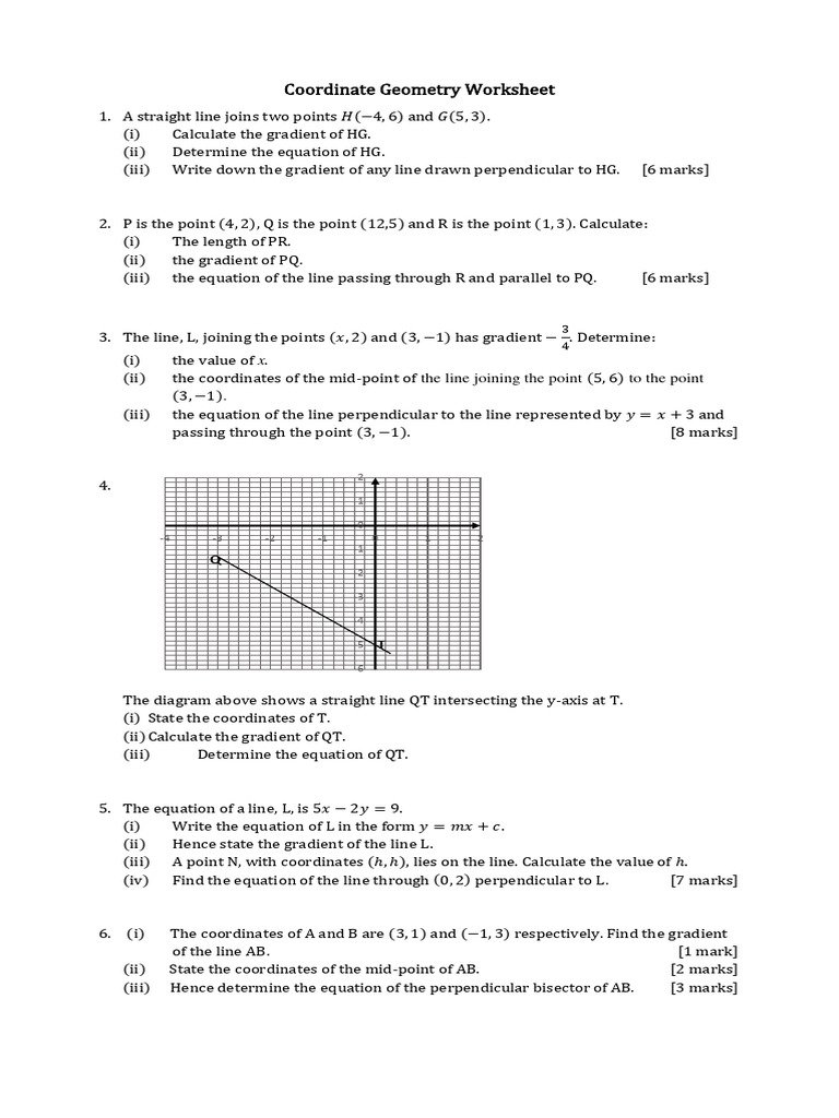 Coordinate Geometry Worksheet | Download Free PDF | Line (Geometry ...