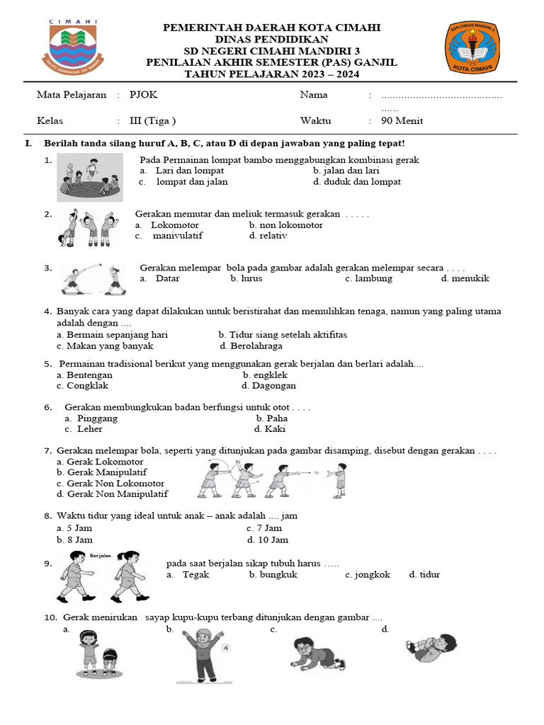 Soal Pas Kelas 3 Semester 1 | PDF