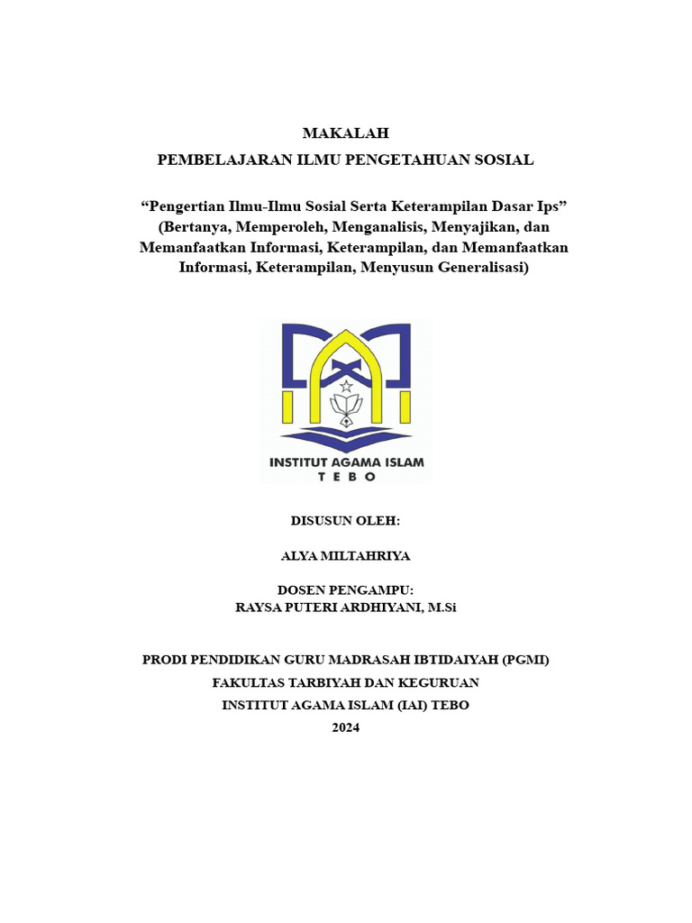 Makalah Alya Ips | PDF | Karier & Perkembangan