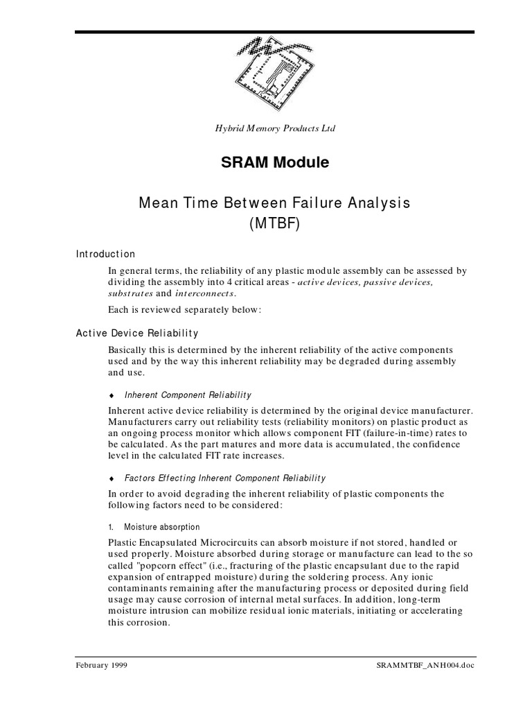 MTBF Modulo Memoria | Download Free PDF | Reliability Engineering | Printed Circuit Board