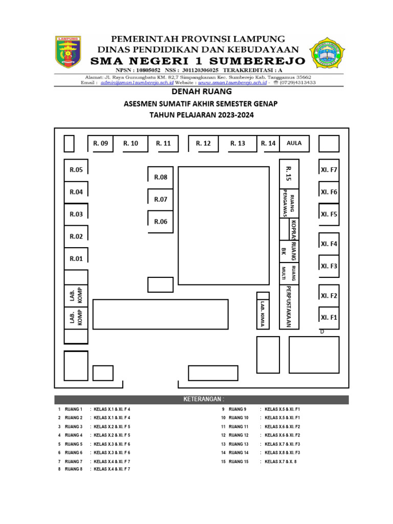 Denah Ruang Asas Genap 2024 | PDF