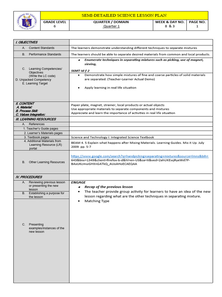 COT 1 SCIENCE6-5Es-LESSON-PLAN | PDF | Learning | Lesson Plan