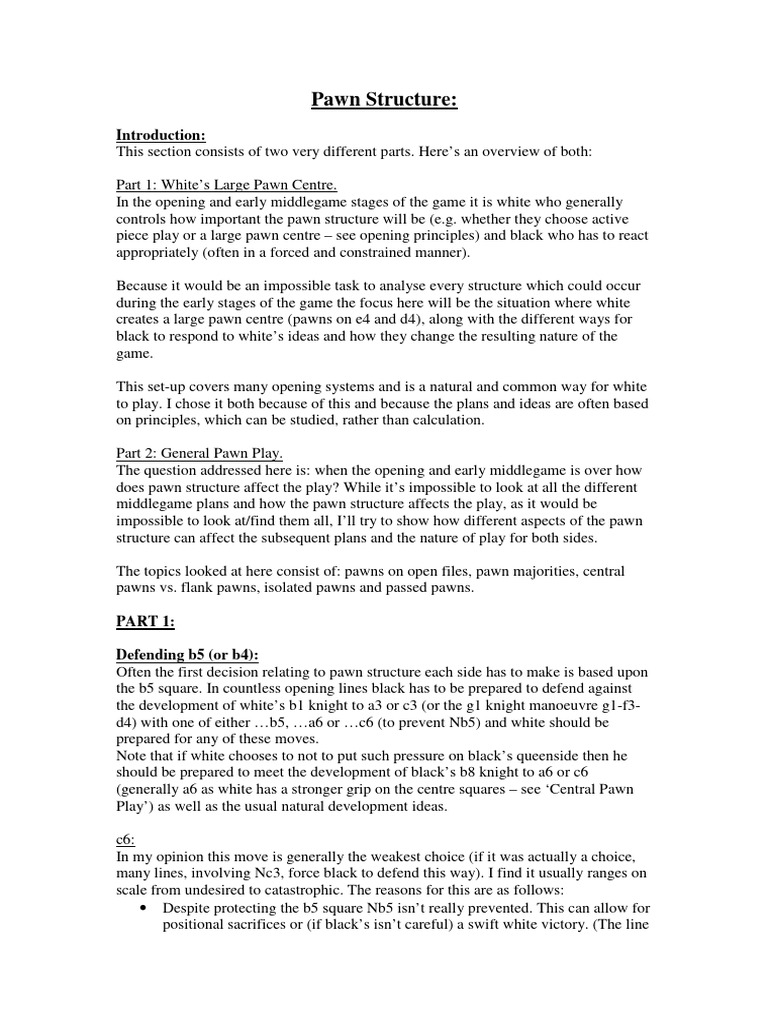 Pawn Structure | Download Free PDF | Chess Openings | Competitive Games