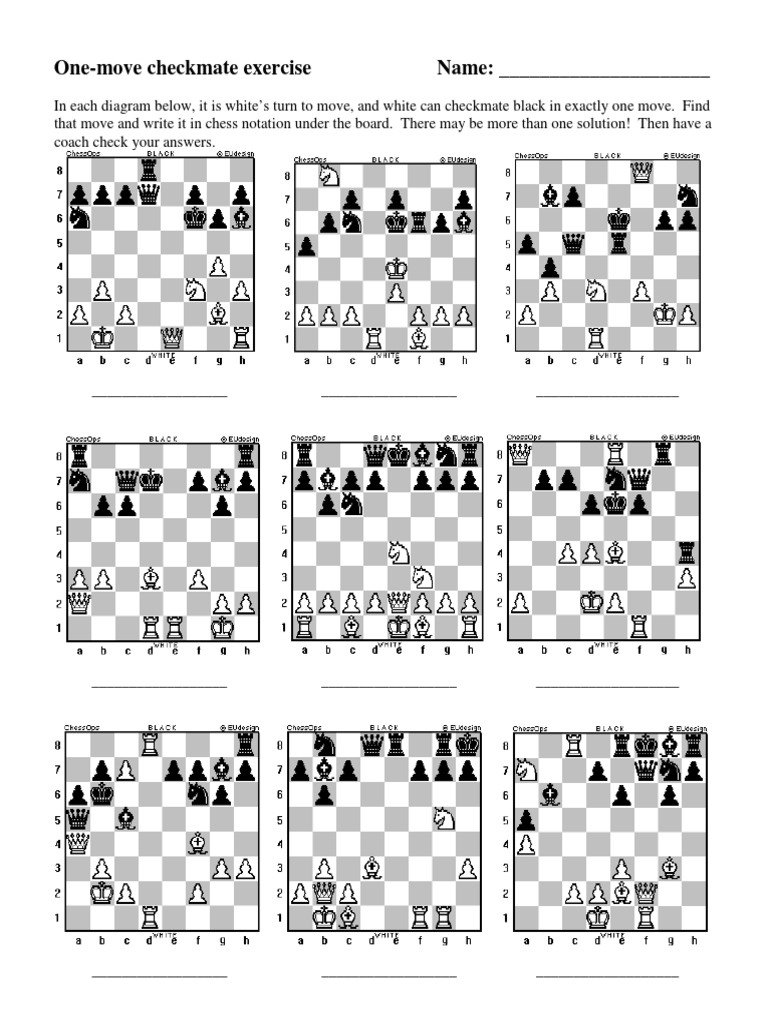 Chess Checkmate Puzzles for Beginners | PDF