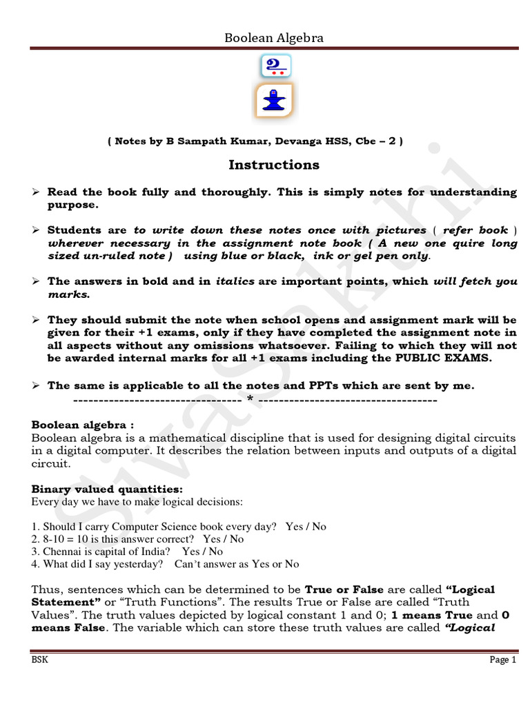 +1 - CSC - Unit 2 - Logic Gates | PDF | Logic Gate | Boolean Algebra