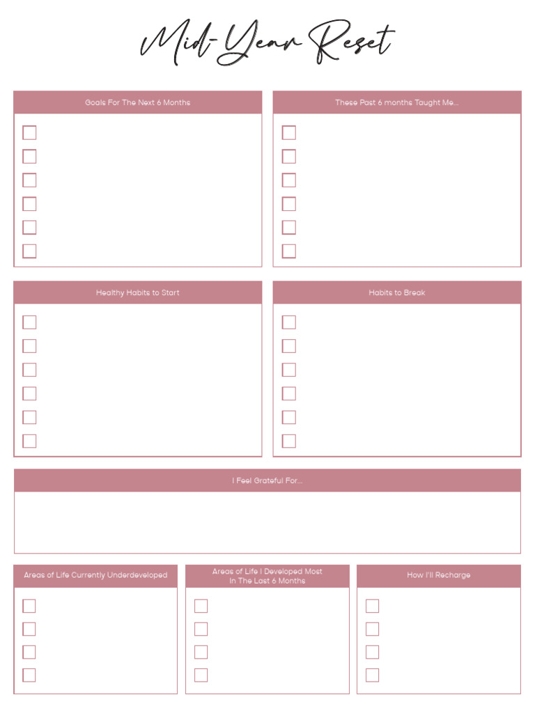 Mid-Year Life Reflection and Goals | PDF