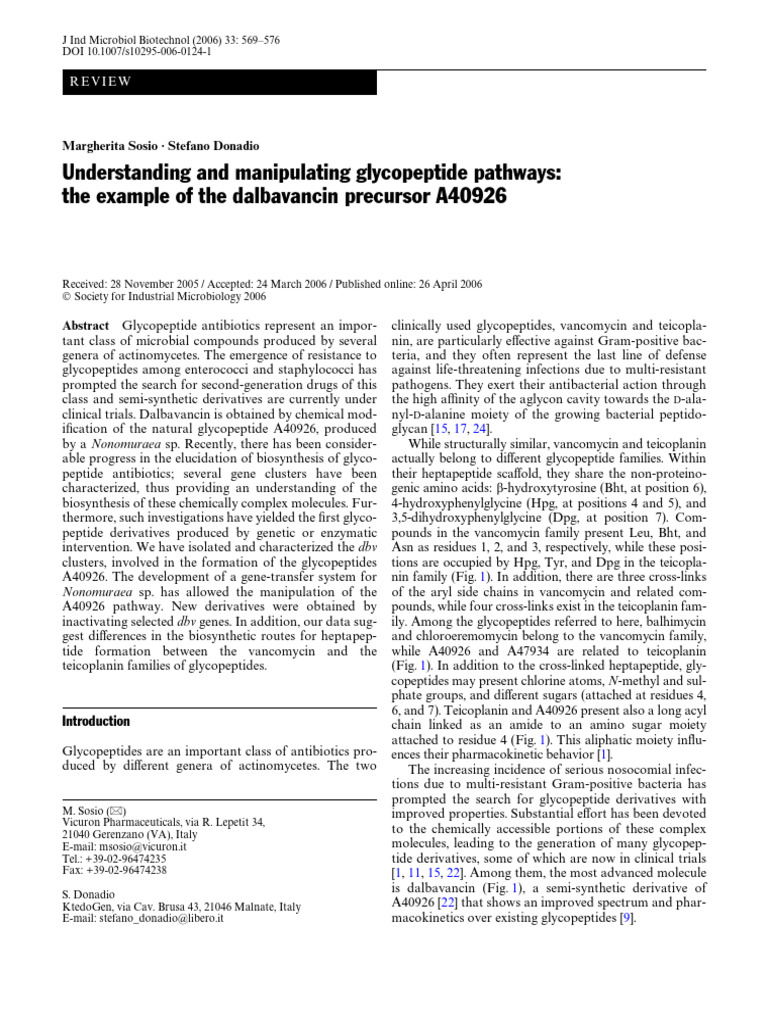 Understanding and Manipulating Glycopeptide Pathways: The Example of ...