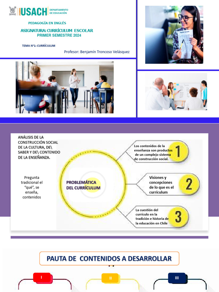 U1. Tema N°1 Currículum Escolar - USACH.2024 | PDF | Plan de estudios | Pedagogía