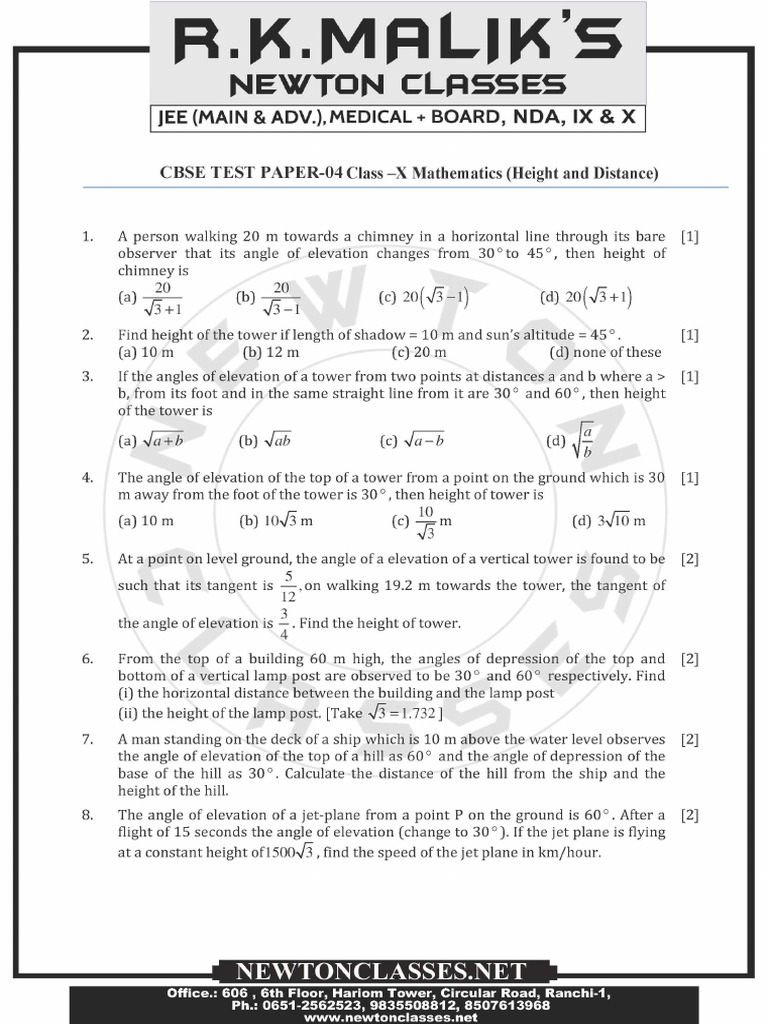 Height and Distance t4 BB | PDF