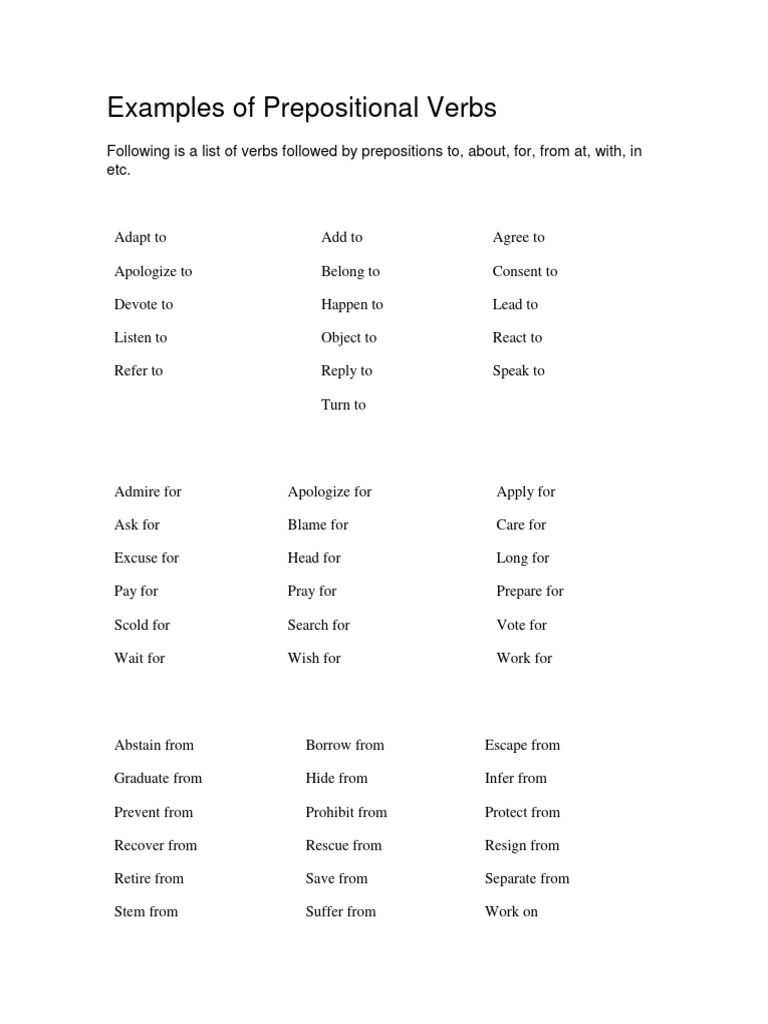 Examples of Prepositional Verbs | PDF