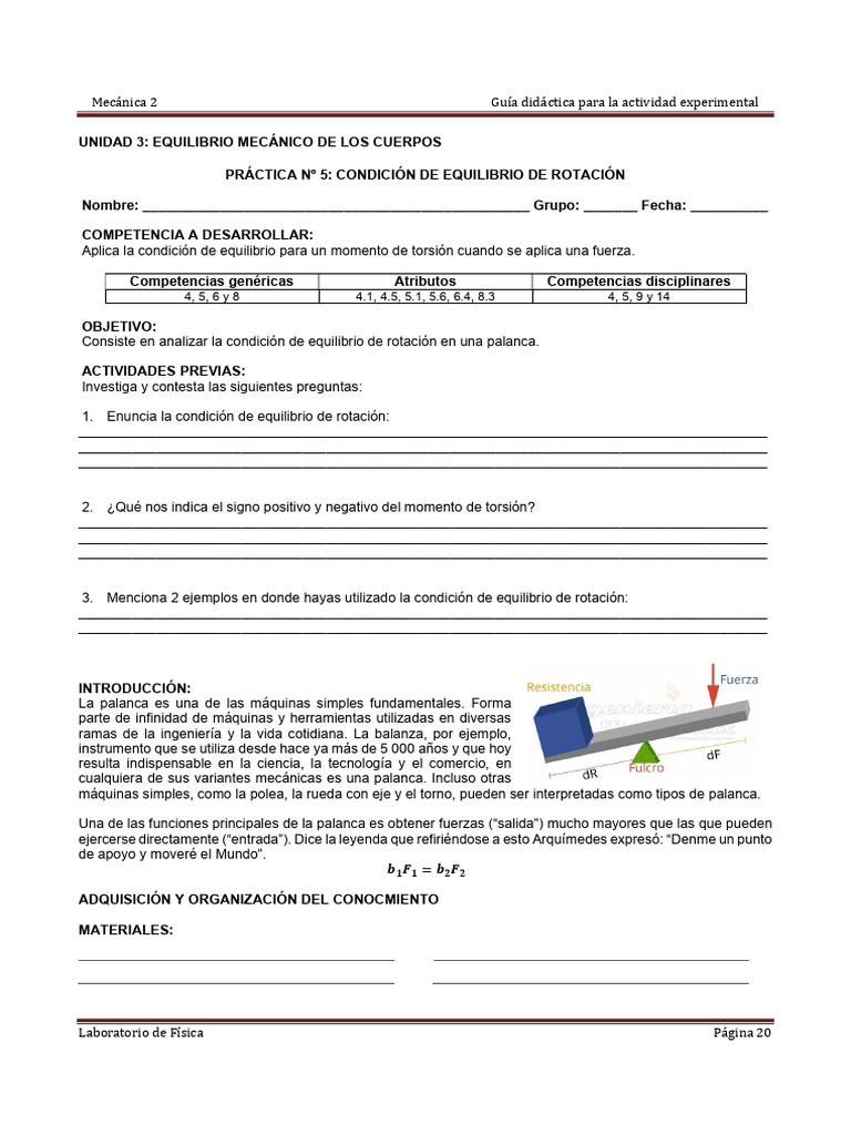 Cuadernillo Mec 2 Plan 2018 - 2024 - P5 | PDF | Palanca | Fuerza