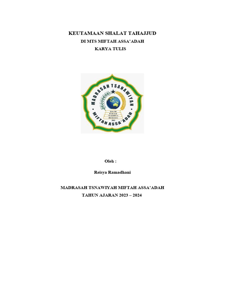 Keutamaan Shalat Tahajjud di MTS Assa’adah | PDF | Karier ...