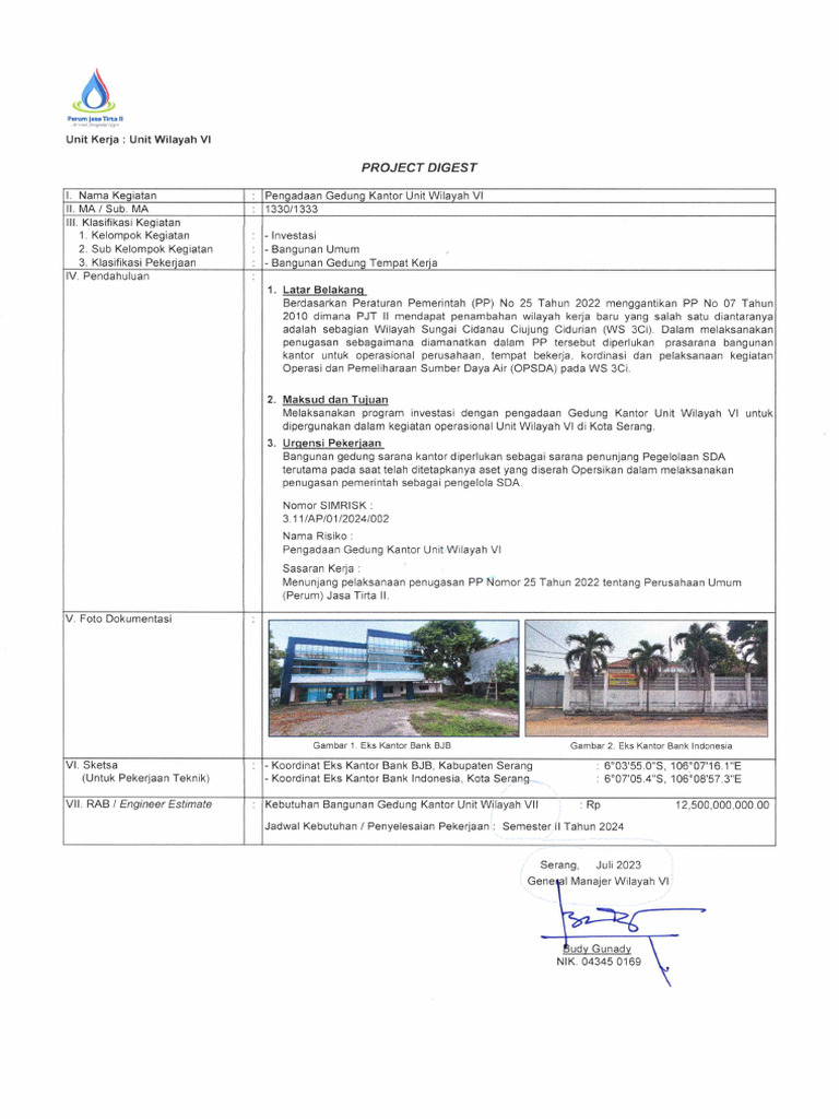 Project Digest Pengadaan Gedung Kantor UW VI | PDF