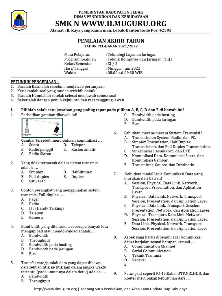 22.1. Pat TLJ (TKJ) Xi SMK | PDF | Bisnis | Komputer