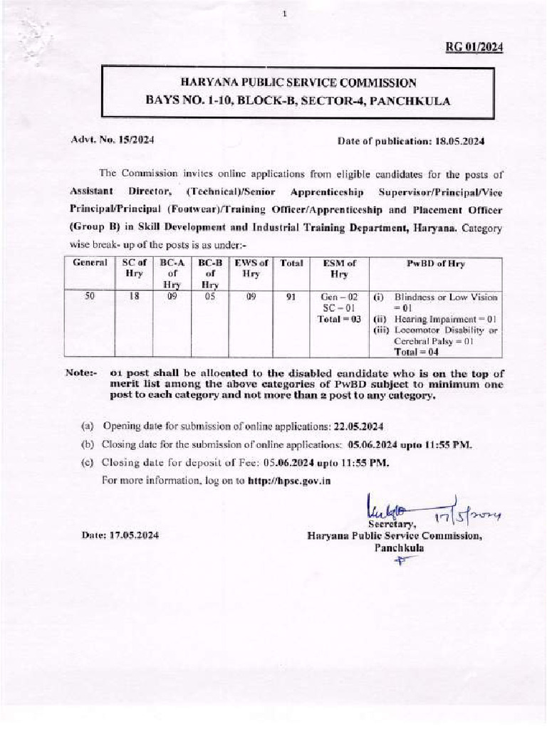 Advt - 15 - 2024 - Group B Advertisement - Compressed | PDF