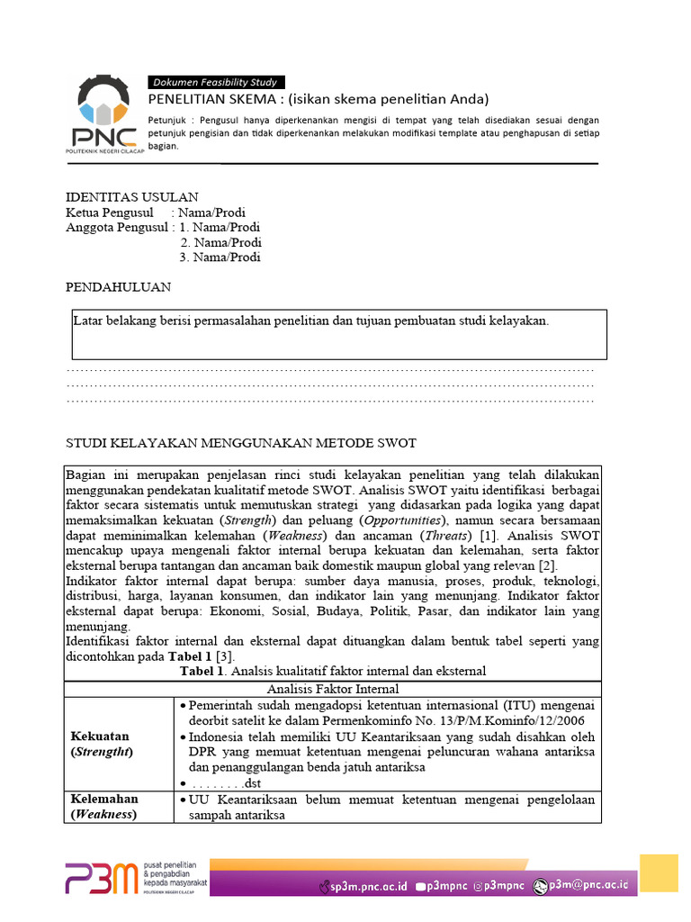 Template Dokumen Feasibility Study | PDF | Teknologi & Rekayasa