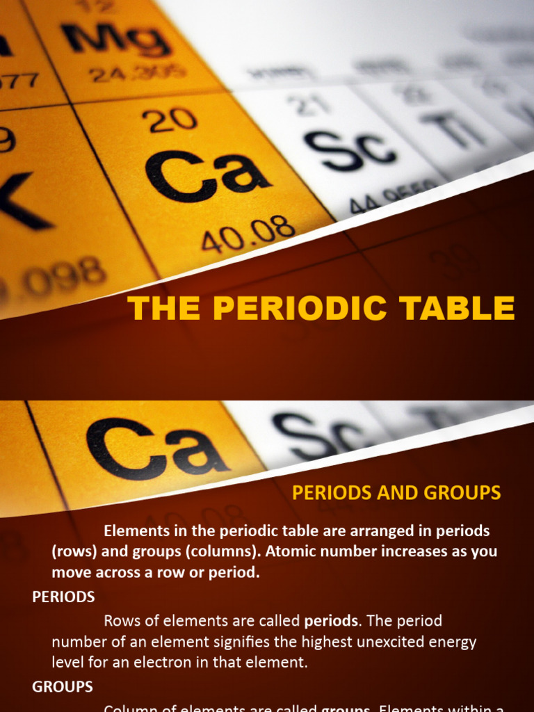 Understanding the Periodic Table Elements | PDF | Chemical Elements ...