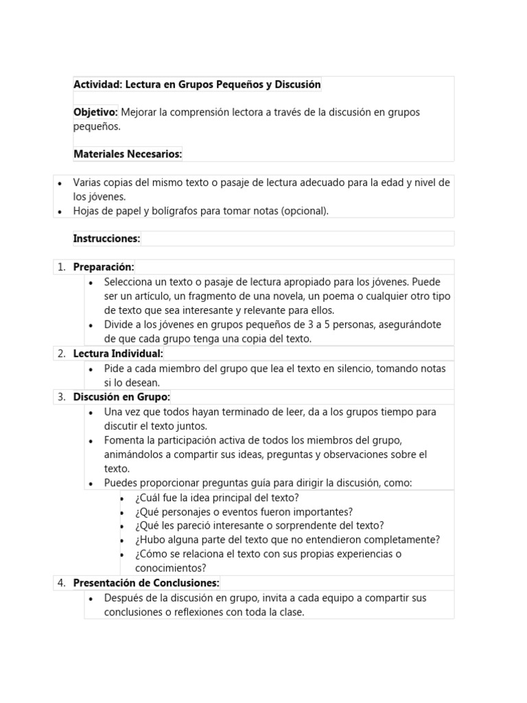 Actividad De Comprensión Lectora Pdf