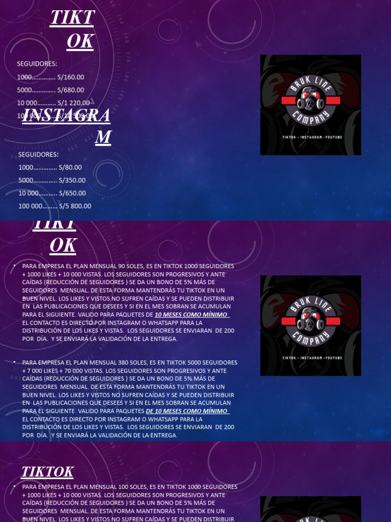 Precios Organicos y Planes Empresa Tiktok - Ig | PDF | Derecho