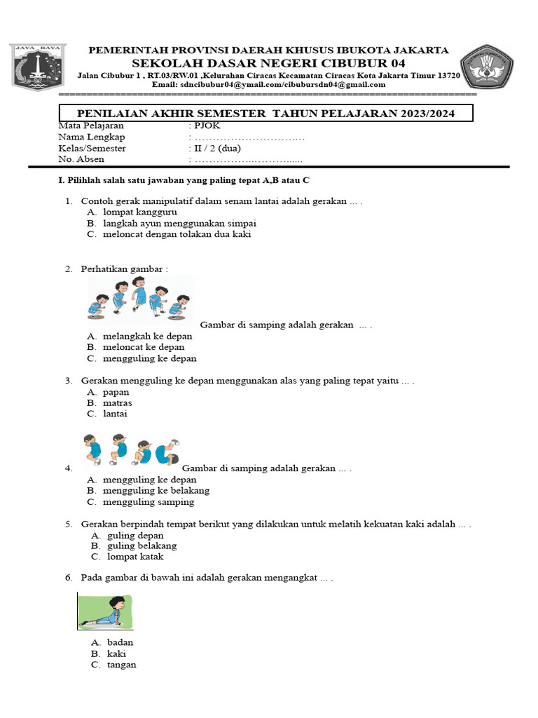 Soal Pas Pjok Kelas 2 SMT 2 2024 | PDF