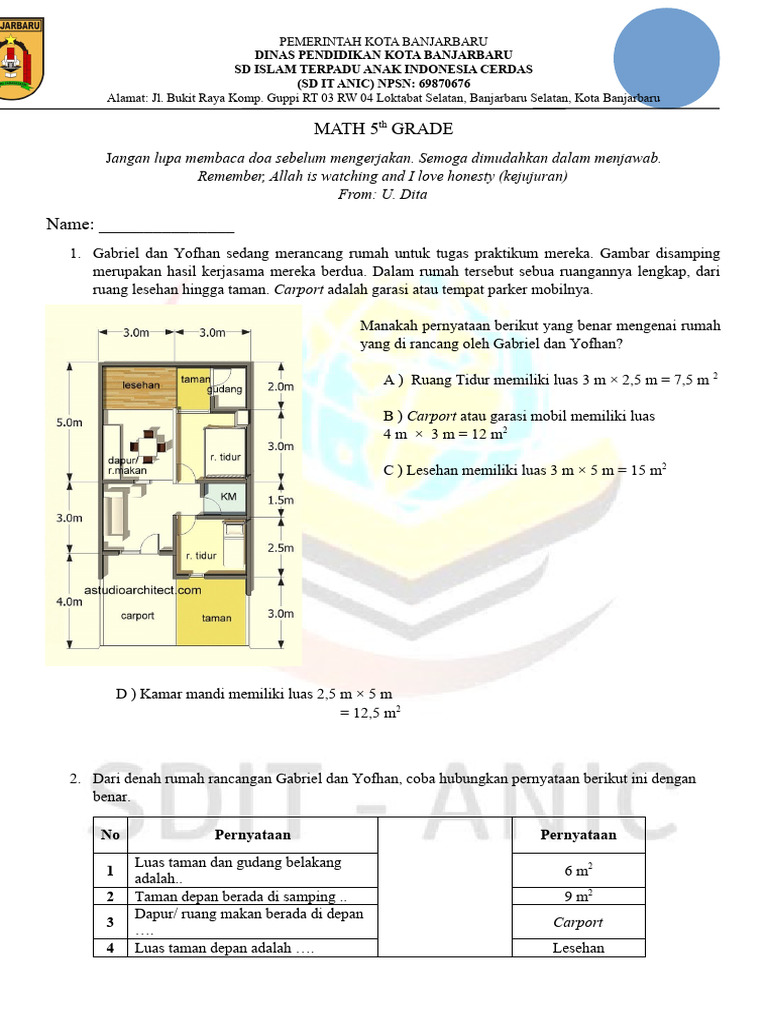 Soal Tertulis Kelas 5 MTK - 013013 | PDF