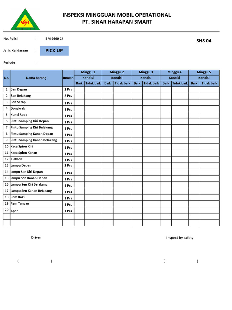Form Inspeksi Mobil | PDF