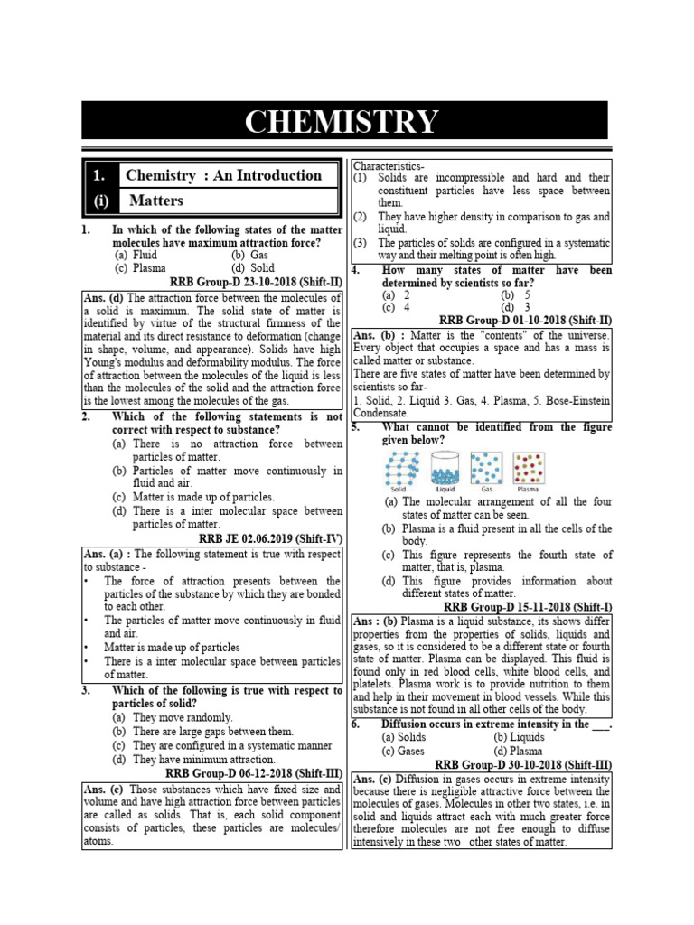 Chemistry PYQ RRB | PDF | Mixture | Chemistry