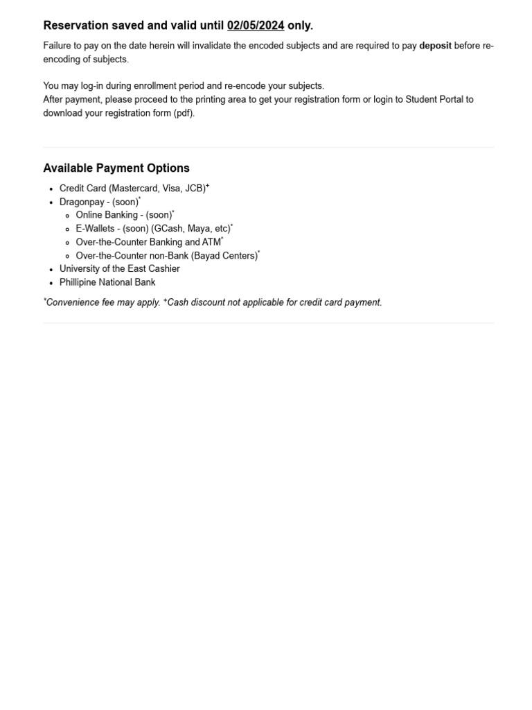 UE Online Registration | PDF | Fee | Payments