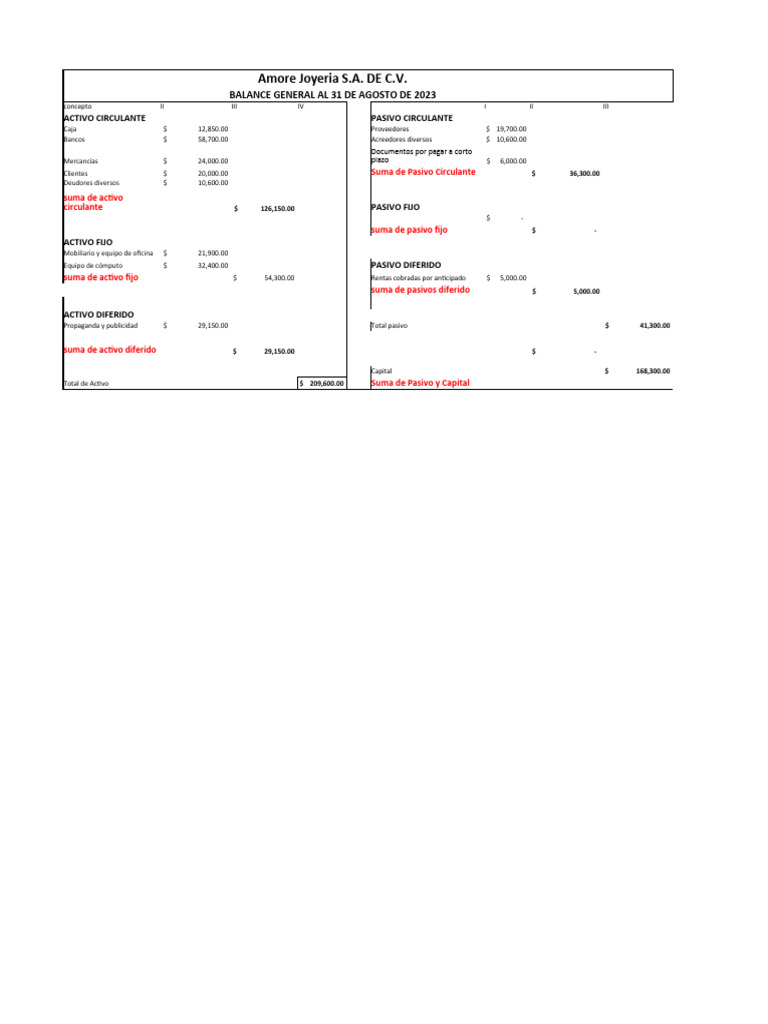 Formato Balance General | Descargar gratis PDF | Hoja de balance | Dinero