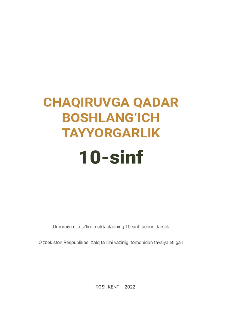 CHQBT 10 - Sinf Kitob | PDF