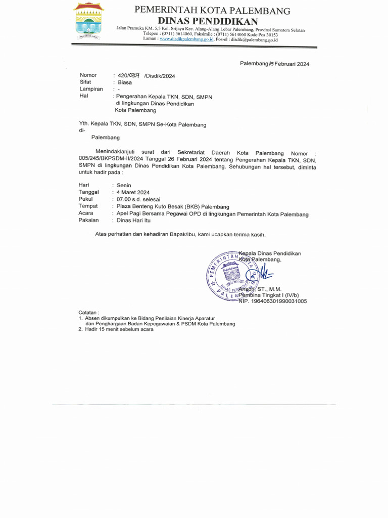 Undangan Apel BKB Maret | PDF