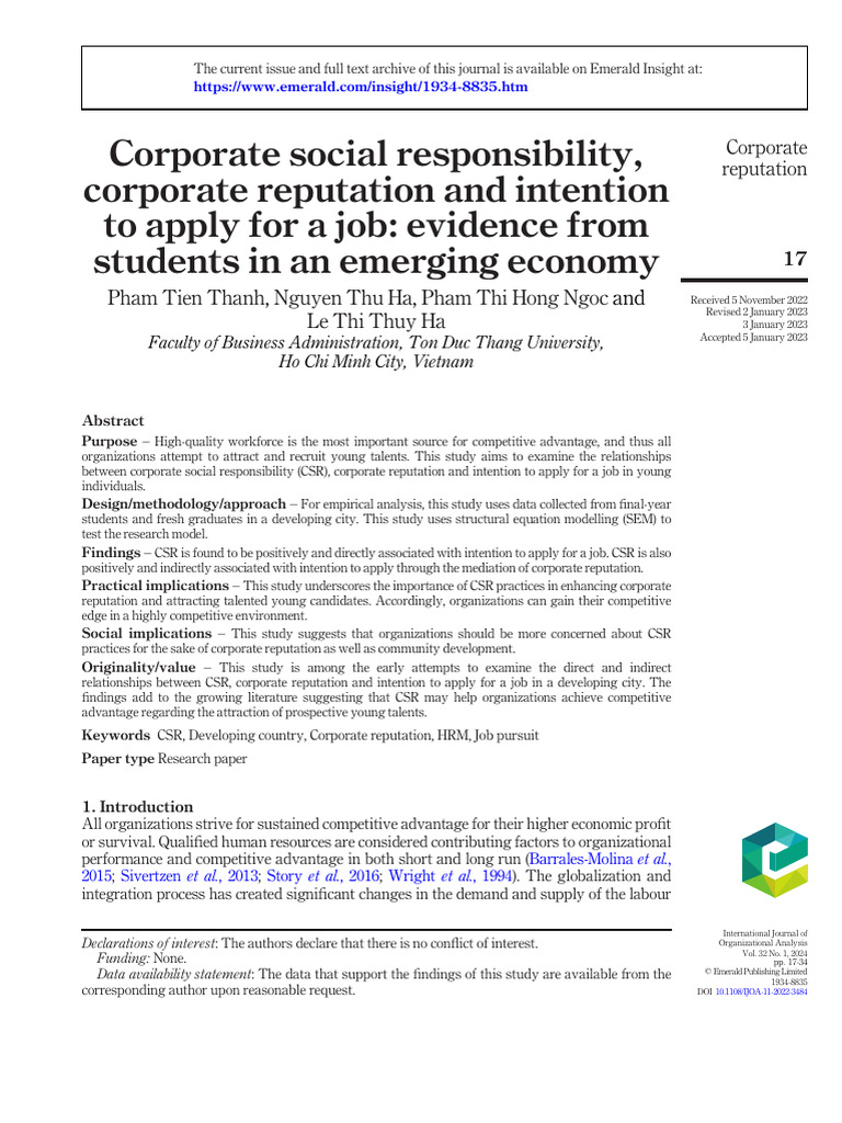10 1108 - Ijoa 11 2022 3484 | PDF | Corporate Social Responsibility ...