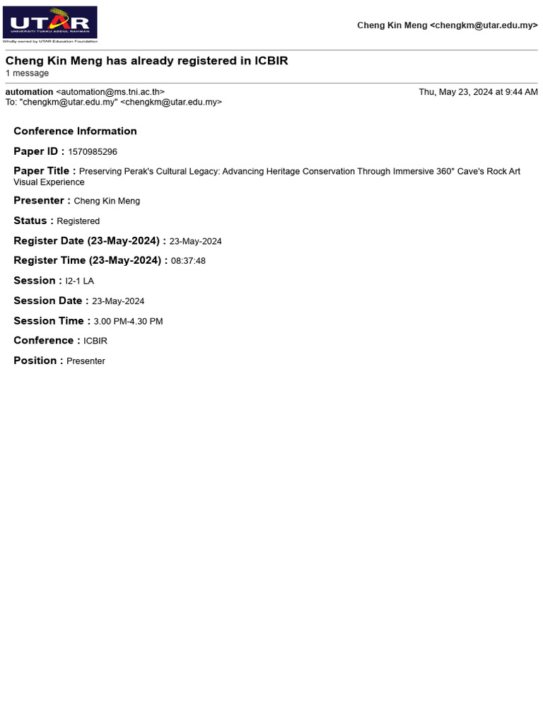 Cheng Kin Meng's ICBIR Presentation Details | PDF