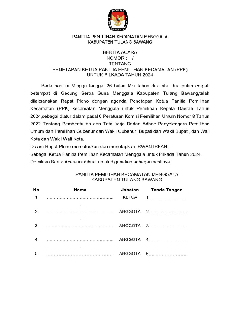 01.BA Hasil Ketua PPS | PDF