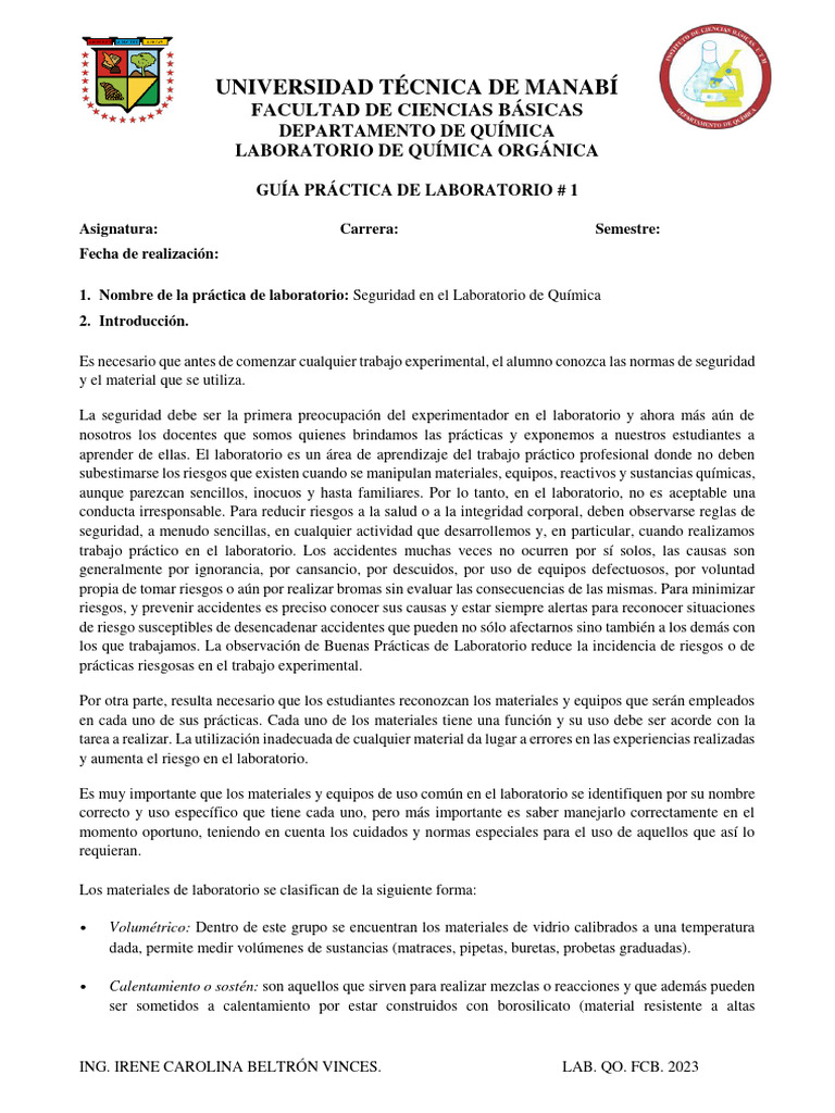 Guía Práctica 1 Seguridad en El Laboratorio | PDF | Laboratorios | Medición
