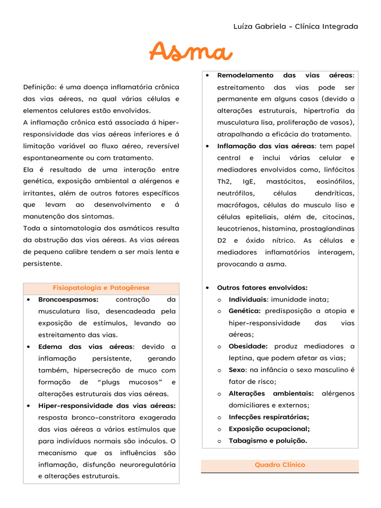 Asma 1 4 | PDF | Inflamação | Asma