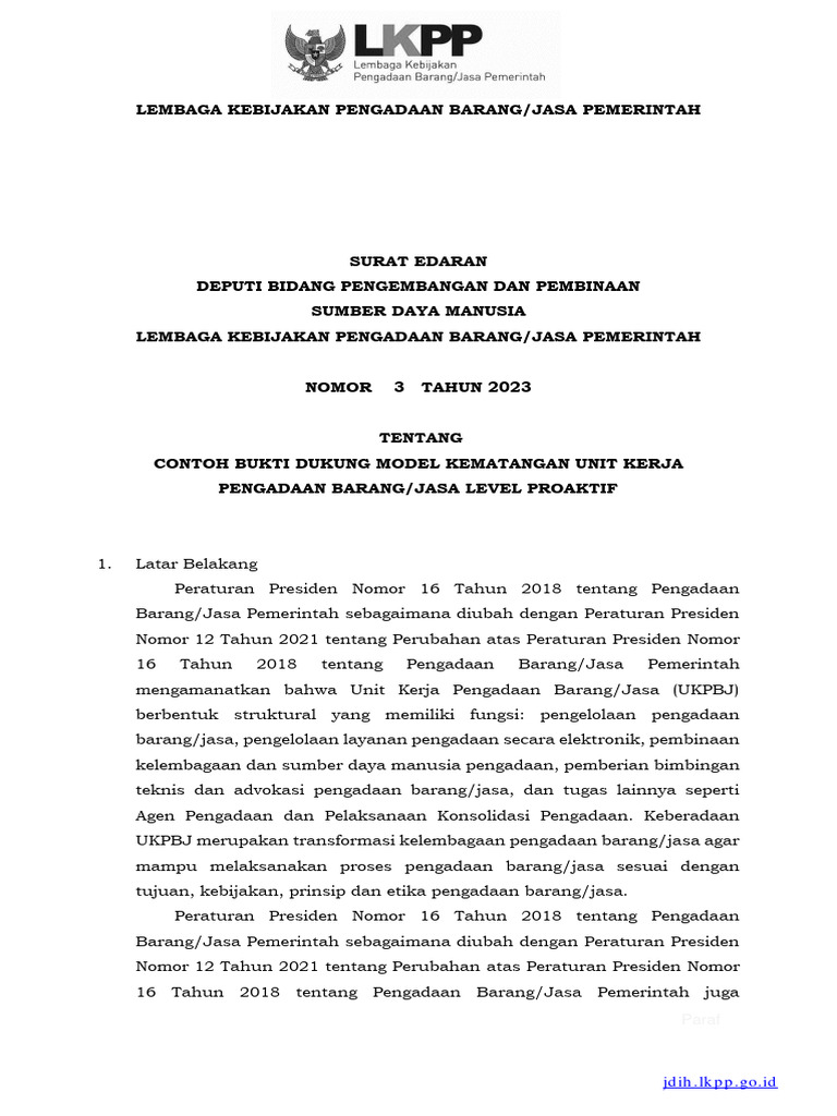 Surat Edaran Deputi III Nomor 3 Tahun 2023 - 2329 - 1 | PDF